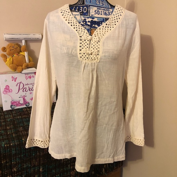 Vineyard Vines | Tops | Vineyard Vines Cream Crochet Linen Tunic Top ...